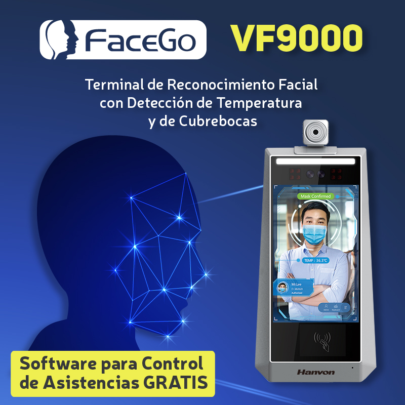 Terminal de Reconocimiento Facial FaceGo VF9000 + Software de Asistencias Gratis