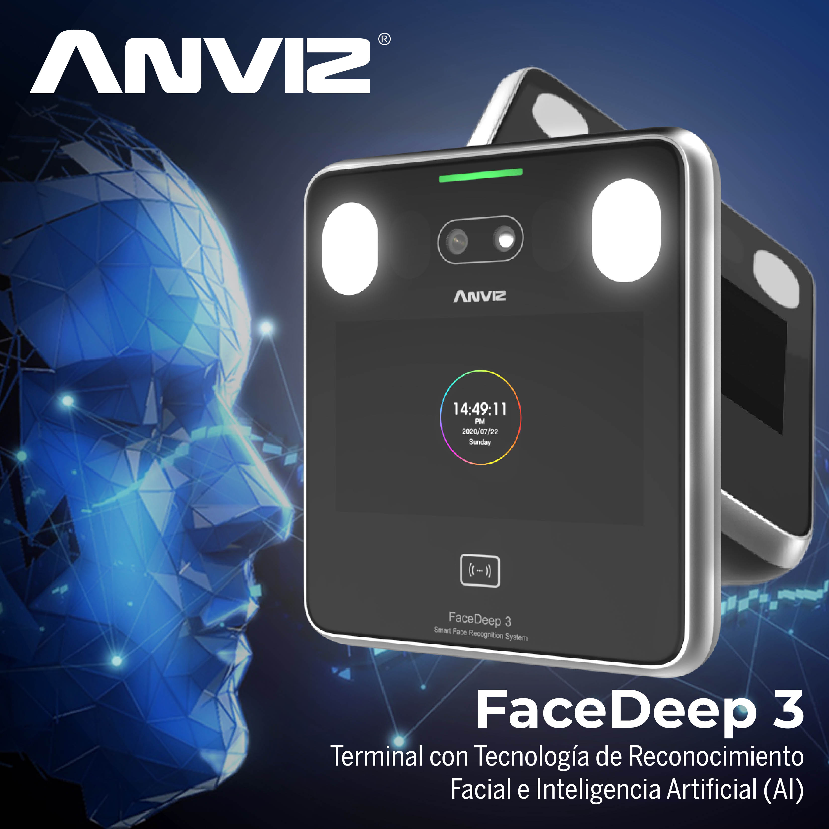 Facedeep 3 Anviz - Precisión facial avanzada para accesos y asistencias